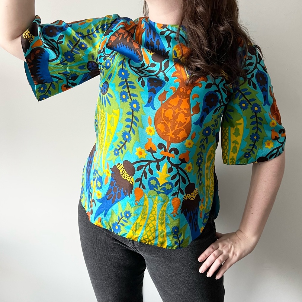 Vintage Stevens California Satin Button Back Blouse T… - Gem